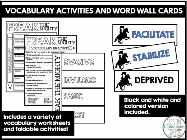 Freak the Mighty Novel Study Unit Projects & Activities - Lesson Plans ...