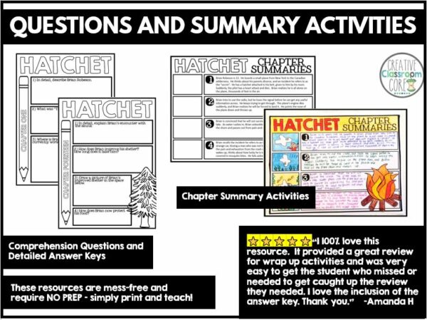Hatchet Novel Study - Activities - Study Questions - Final Projects ...