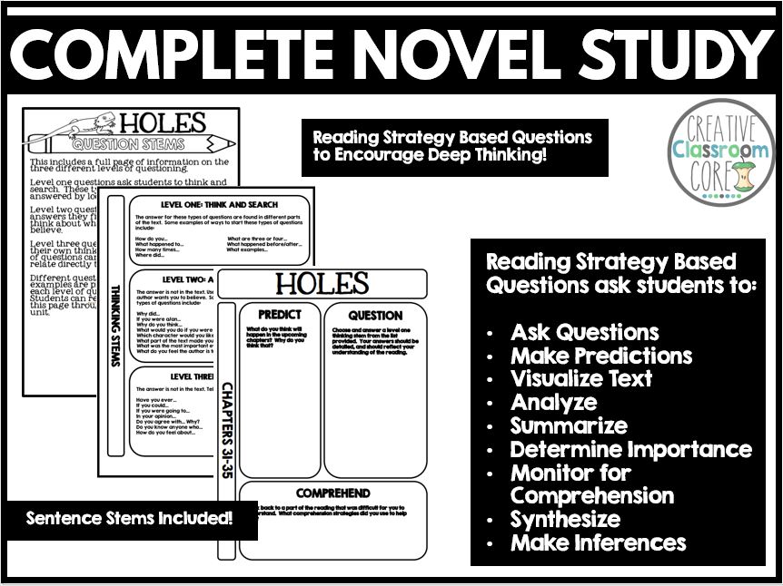 Holes Novel Study Unit - Holes Comprehension Questions - Chapter ...