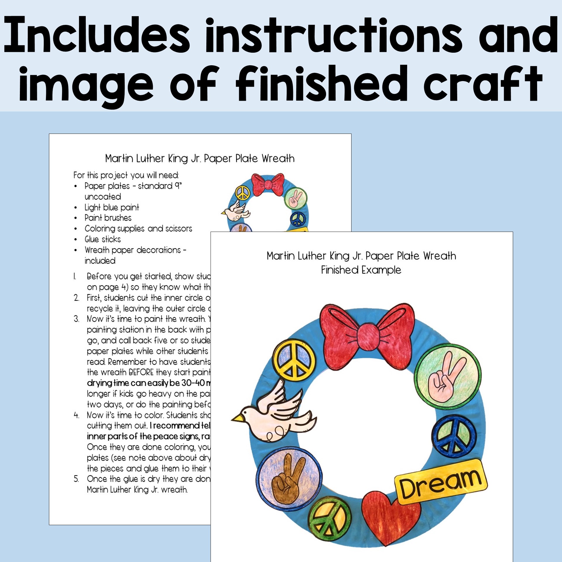 Martin Luther King Jr. Paper Plate Wreath Craft Activity | Made By Teachers