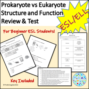 ESL Biology Cell Comparison Prokaryote Eukaryote Review and Test | Made ...