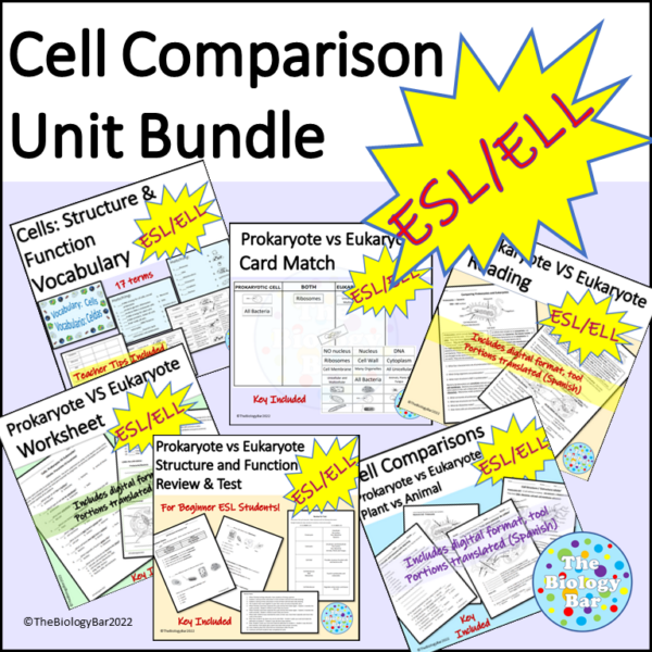 ESL Biology Cell Structure & Function Unit Bundle | Made By Teachers