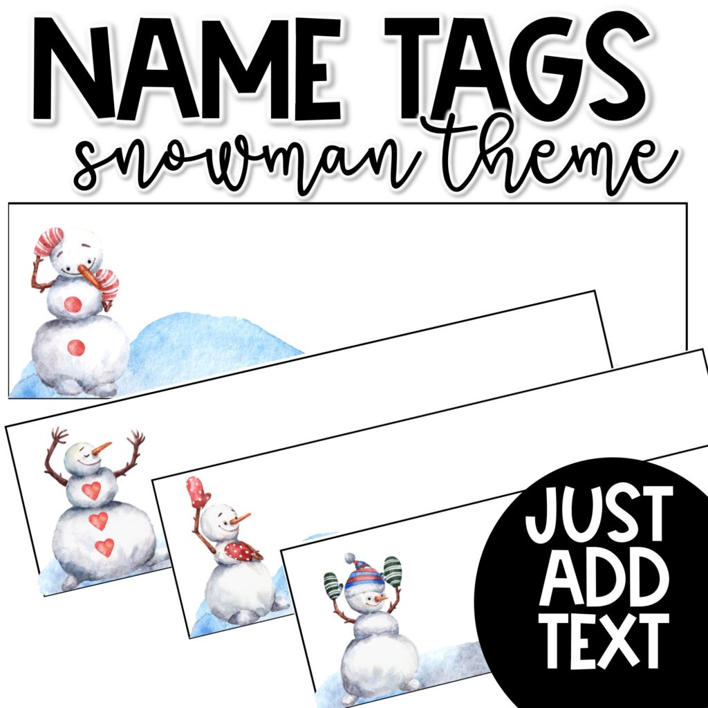 Name Tags Snowman Winter Themed | Made By Teachers