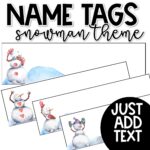 Name Tags Snowman Winter Themed - Made By Teachers