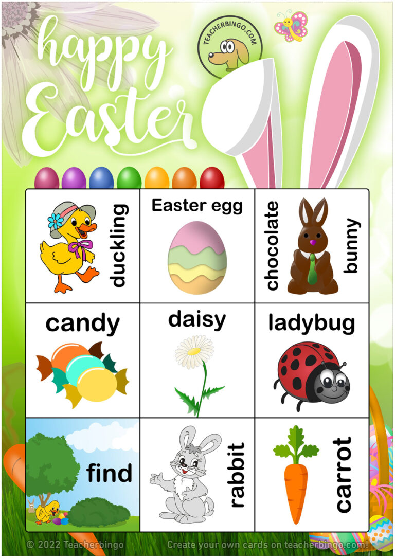Easter Bingo Kids 3x3 (5 pages + call sheet) | Made By Teachers