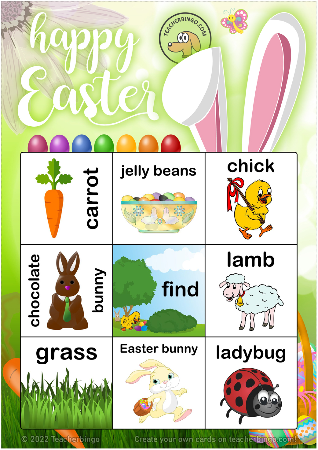 Easter Bingo Kids 3x3 (5 pages + call sheet) | Made By Teachers