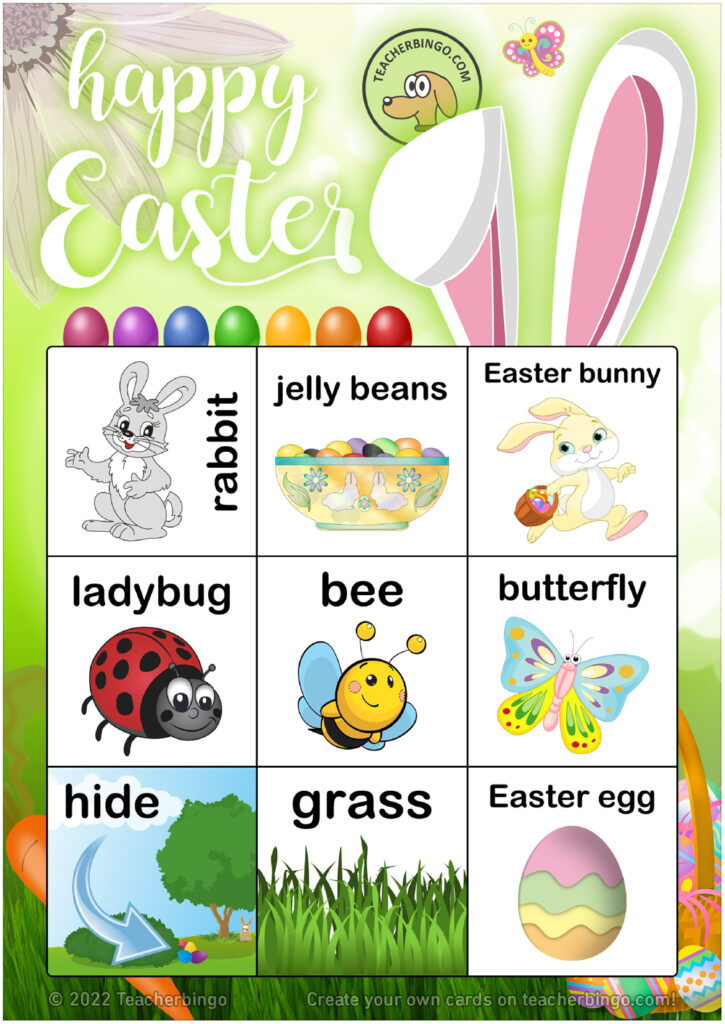 Easter Bingo Kids 3x3 (5 pages + call sheet) | Made By Teachers
