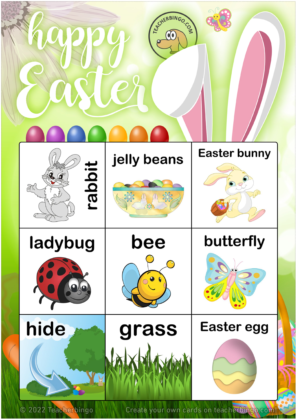 Easter Bingo Kids 3x3 (5 pages + call sheet) | Made By Teachers