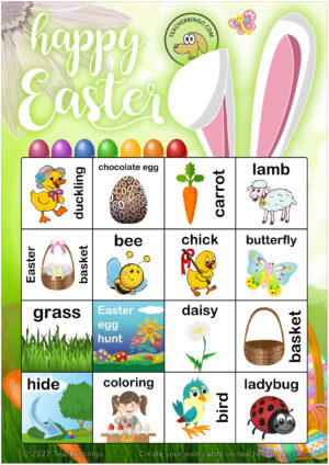 Easter Bingo Kids 4x4 (5 pages + call sheet) | Made By Teachers