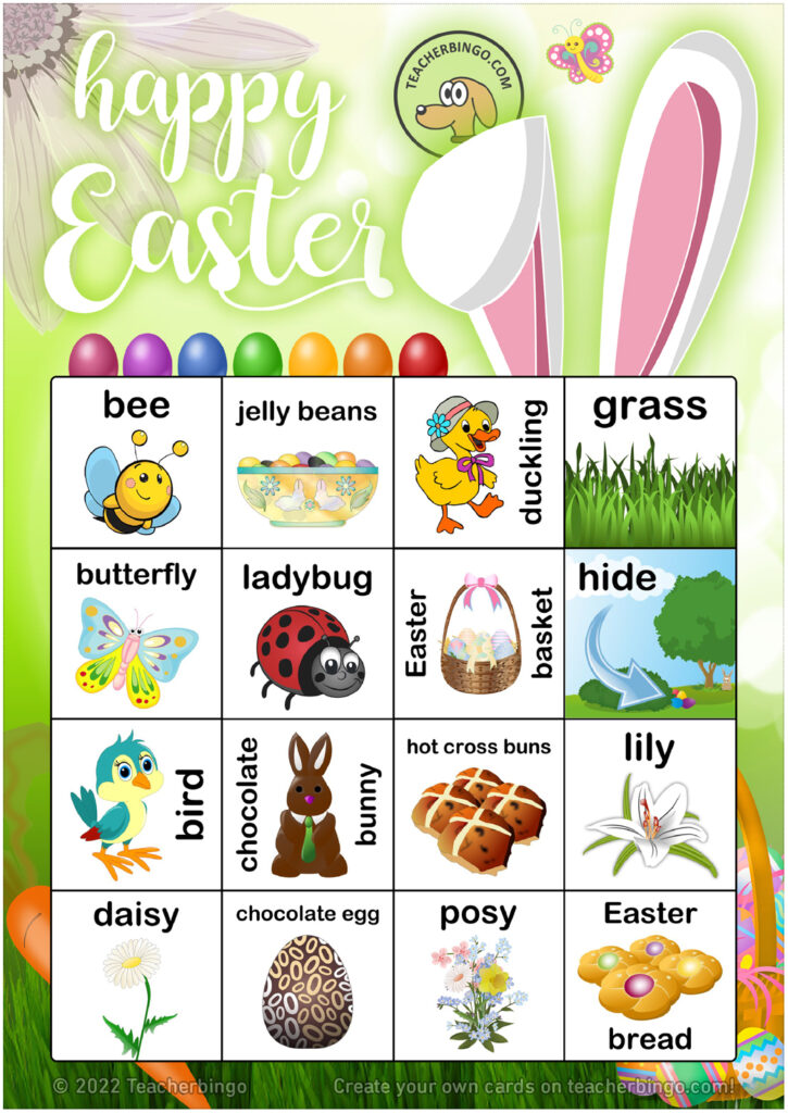 Easter Bingo Kids 4x4 (5 pages + call sheet) | Made By Teachers