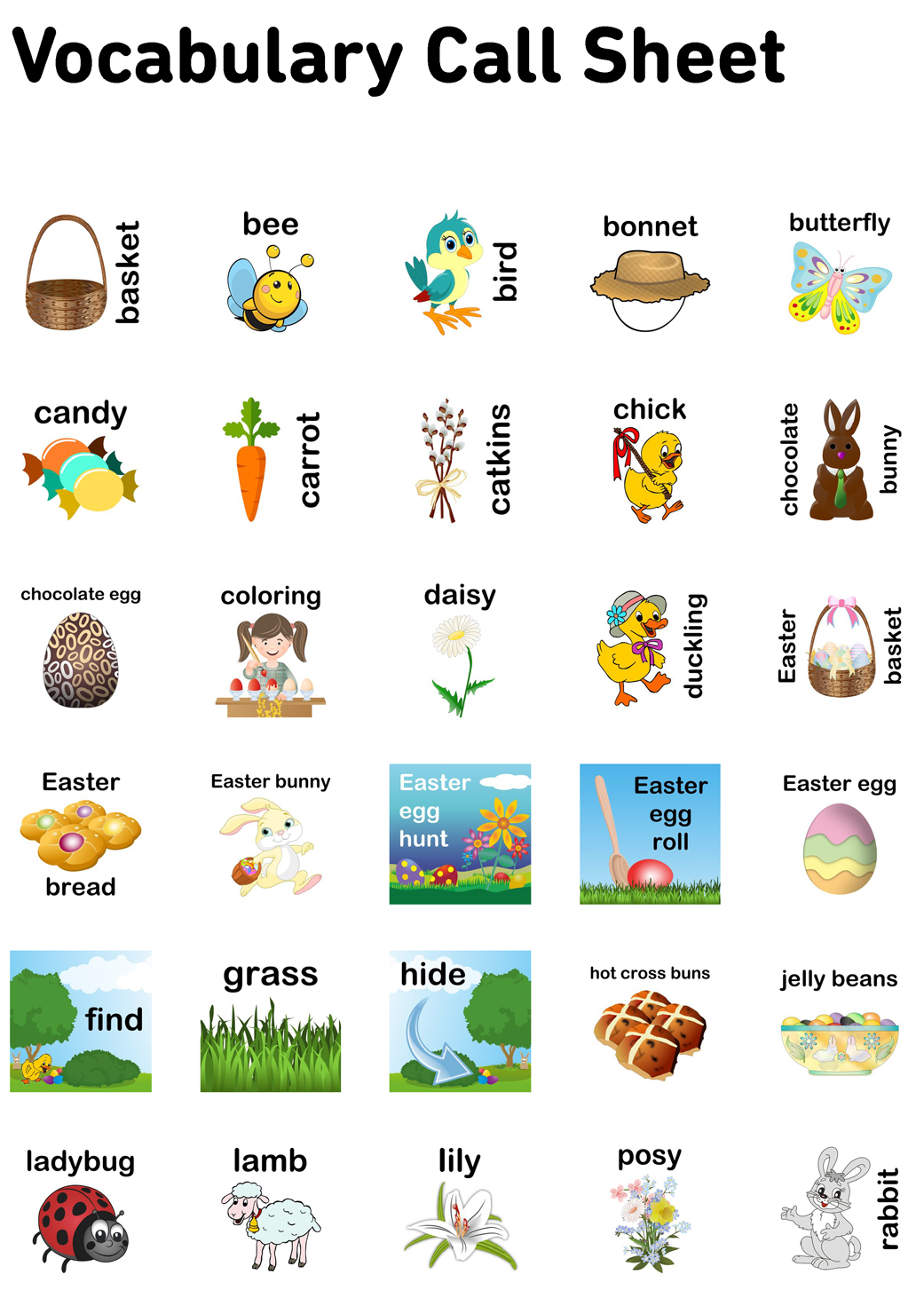 Easter Bingo Kids 4x4 (5 pages + call sheet) | Made By Teachers