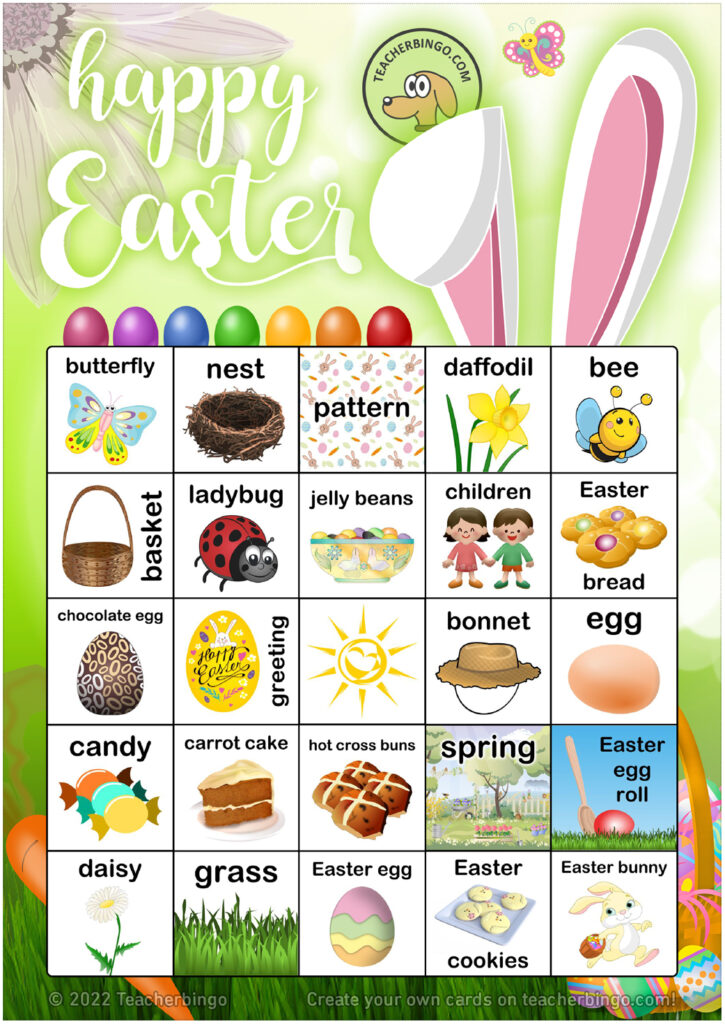 Easter Bingo Kids 5x5 (5 pages + call sheet) | Made By Teachers
