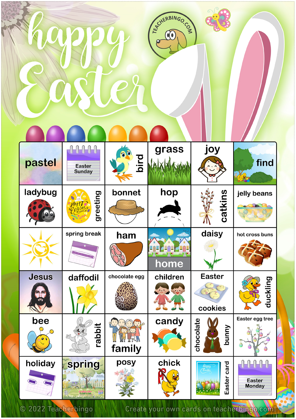 Easter Bingo Kids 6x6 (5 pages + call sheet) | Made By Teachers