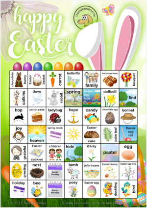 Easter Bingo Kids 7x7 (5 pages + call sheet) | Made By Teachers