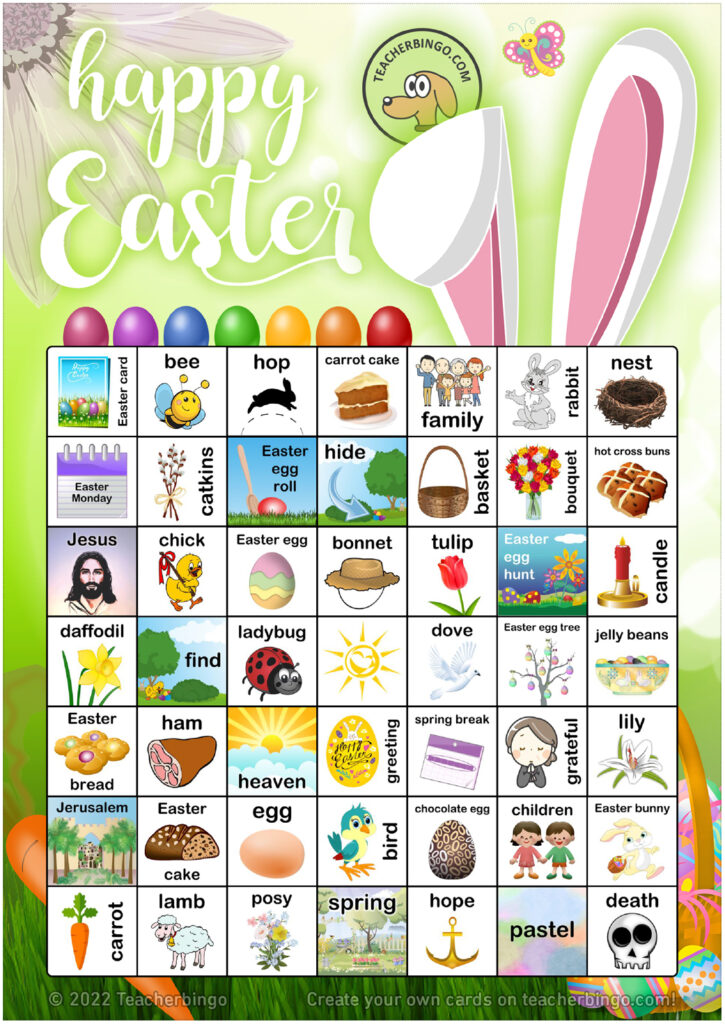 Easter Bingo Kids 7x7 (5 pages + call sheet) | Made By Teachers