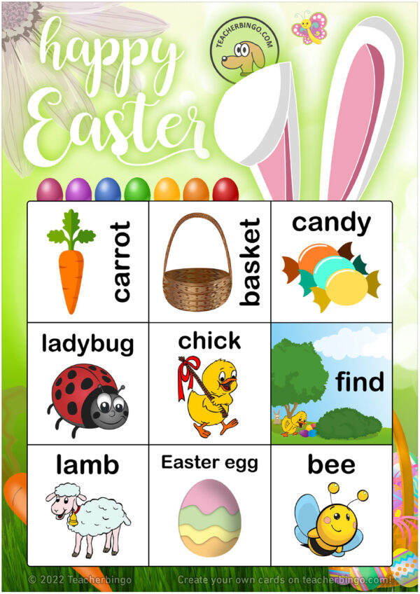 Easter Bingo Kids 3x3 (100 pages + call sheet) | Made By Teachers
