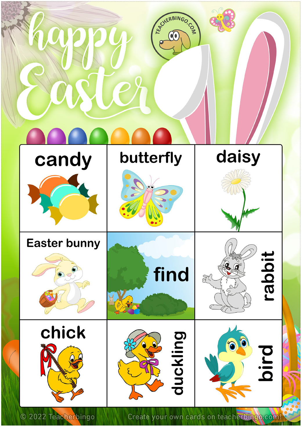 Easter Bingo Kids 3x3 (100 pages + call sheet) | Made By Teachers