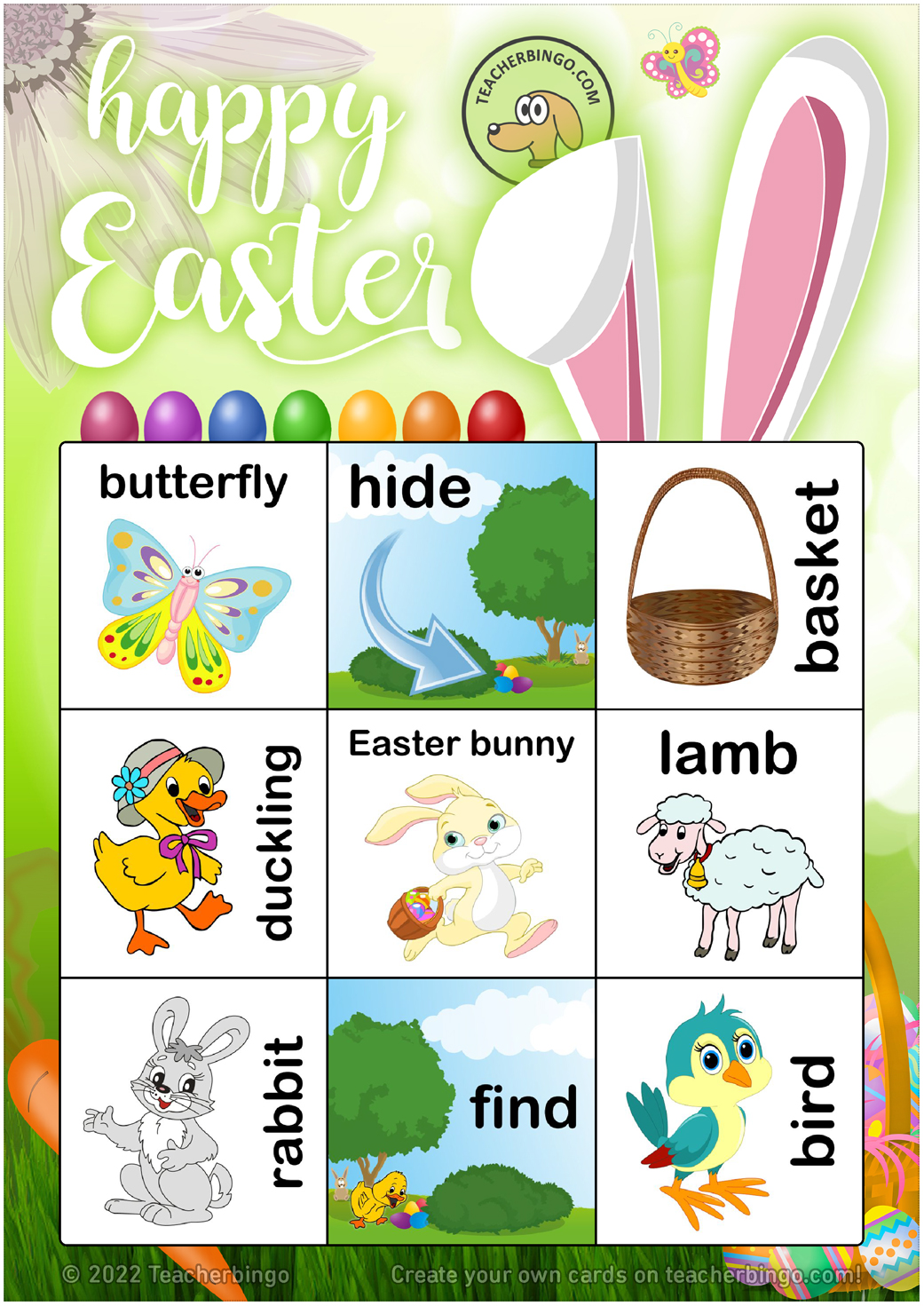 Easter Bingo Kids 3x3 (100 pages + call sheet) | Made By Teachers