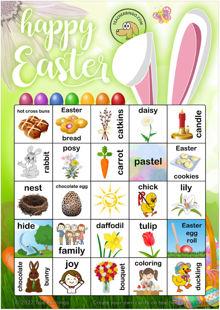 Easter Bingo Kids 5x5 (100 pages + call sheet) | Made By Teachers