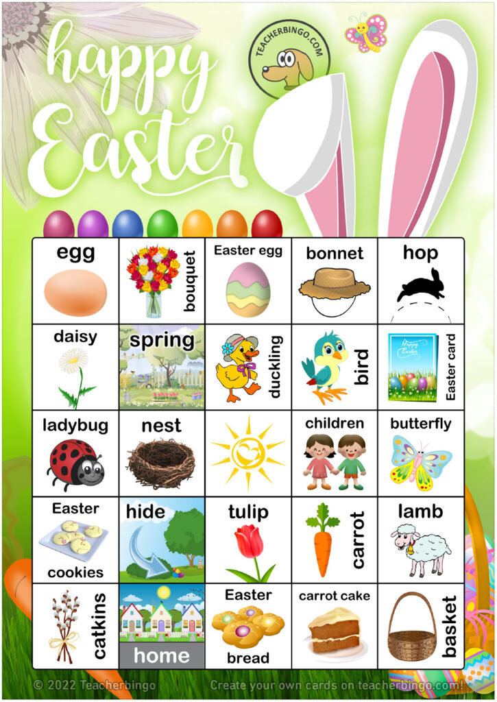 Easter Bingo Kids 5x5 (100 pages + call sheet) | Made By Teachers