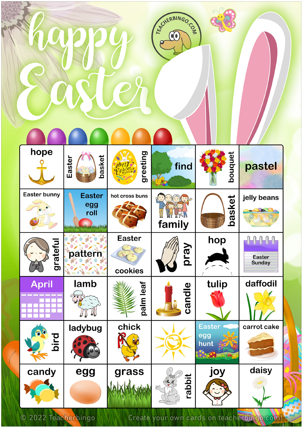 Easter Bingo Kids 6x6 (100 pages + call sheet) | Made By Teachers