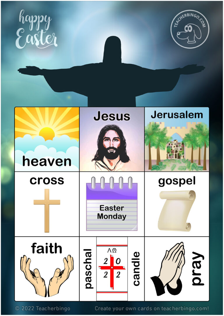 Easter Bingo Religious 5x5 (5 pages + call sheet) | Made By Teachers