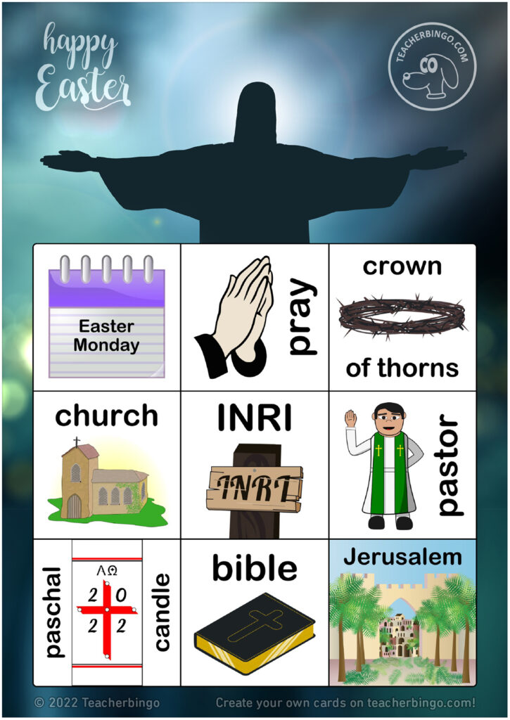 Easter Bingo Religious 3x3 (5 pages + call sheet) | Made By Teachers