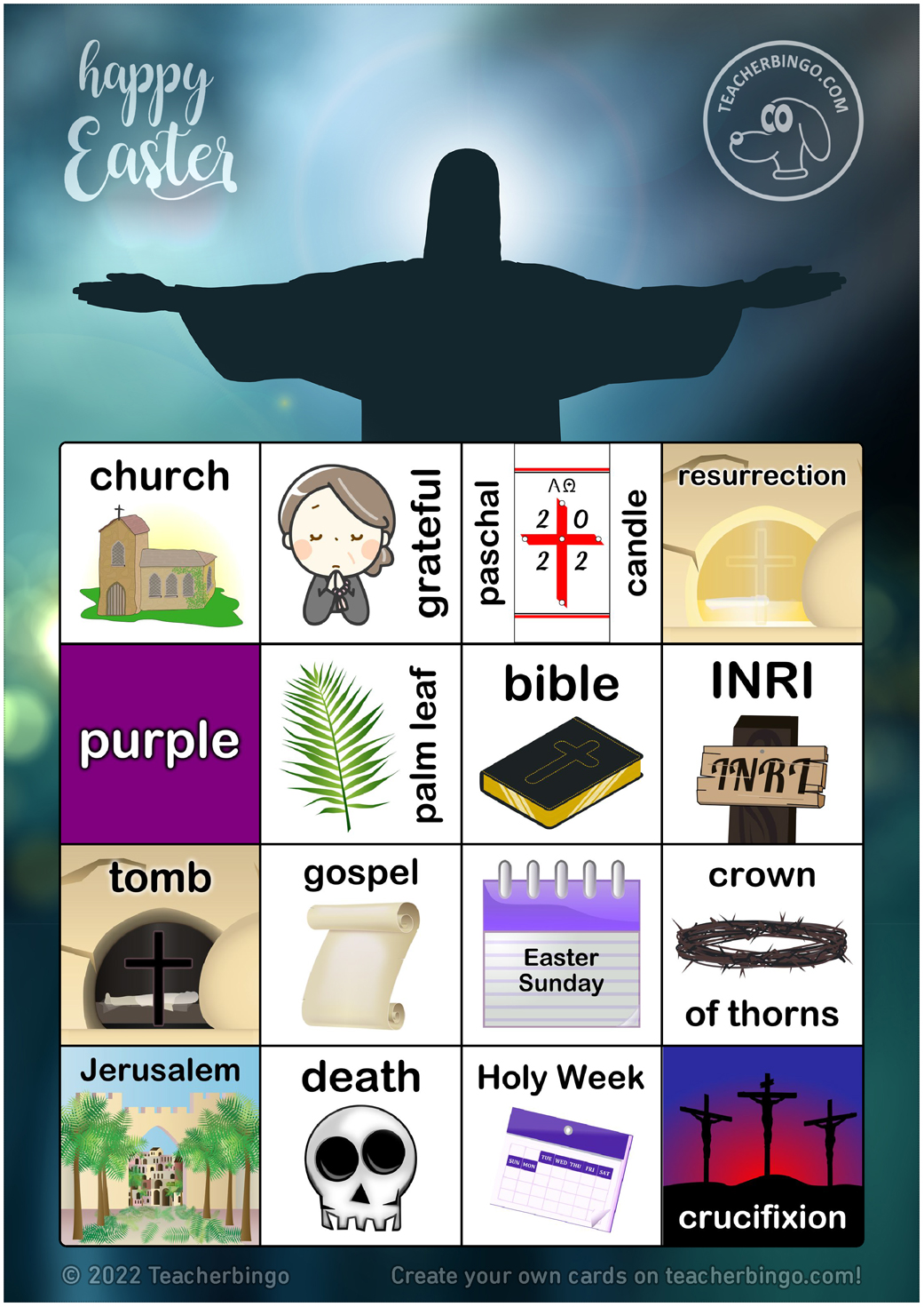 Easter Bingo Religious 4x4 (5 pages + call sheet) | Made By Teachers