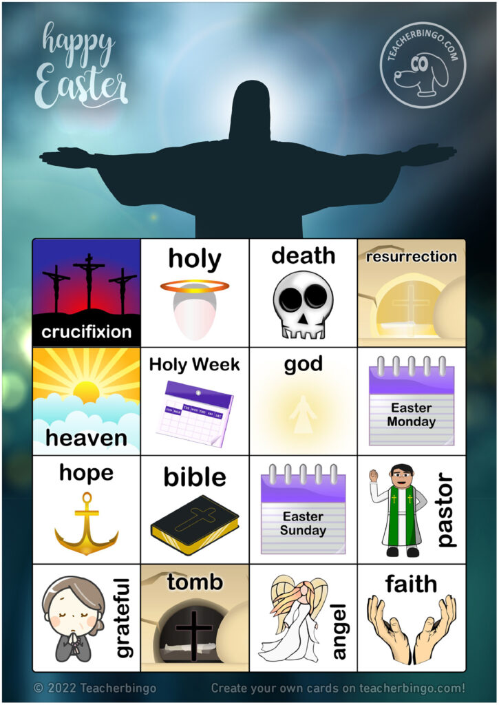 Easter Bingo Religious 4x4 (5 pages + call sheet) | Made By Teachers
