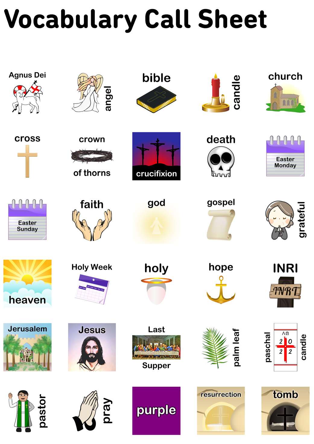 Easter Bingo Religious 4x4 (5 pages + call sheet) | Made By Teachers