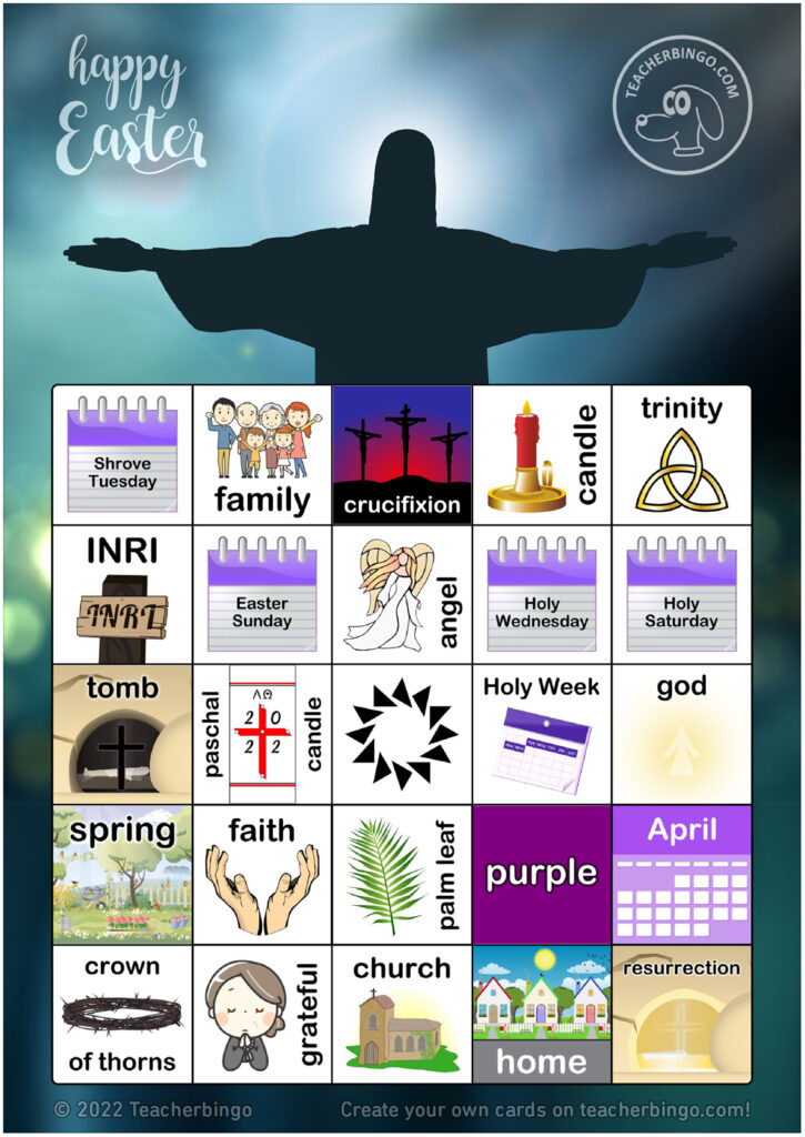 Easter Bingo Religious 5x5 (5 pages + call sheet) | Made By Teachers
