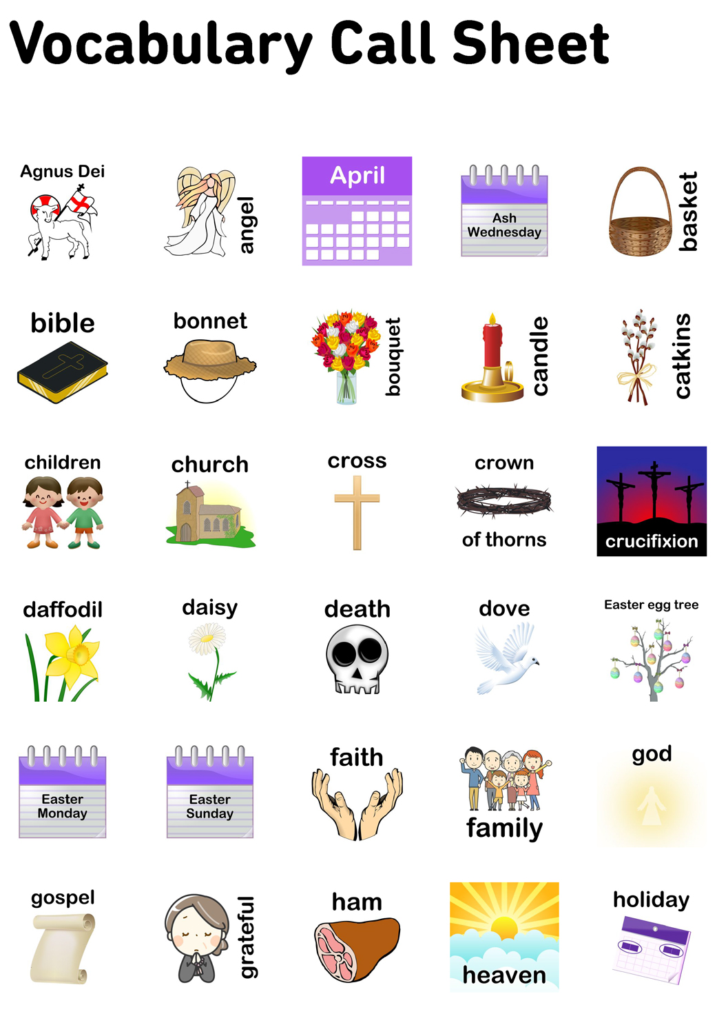 Easter Bingo Religious 7x7 (5 pages + call sheet) | Made By Teachers