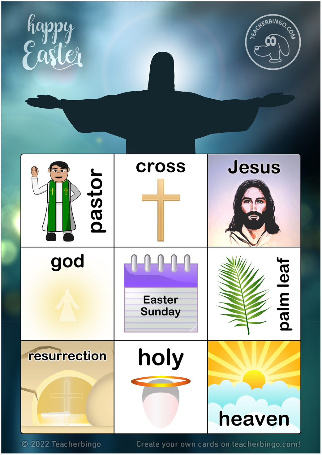 Easter Bingo Religious 3x3 (100 pages + call sheet) | Made By Teachers