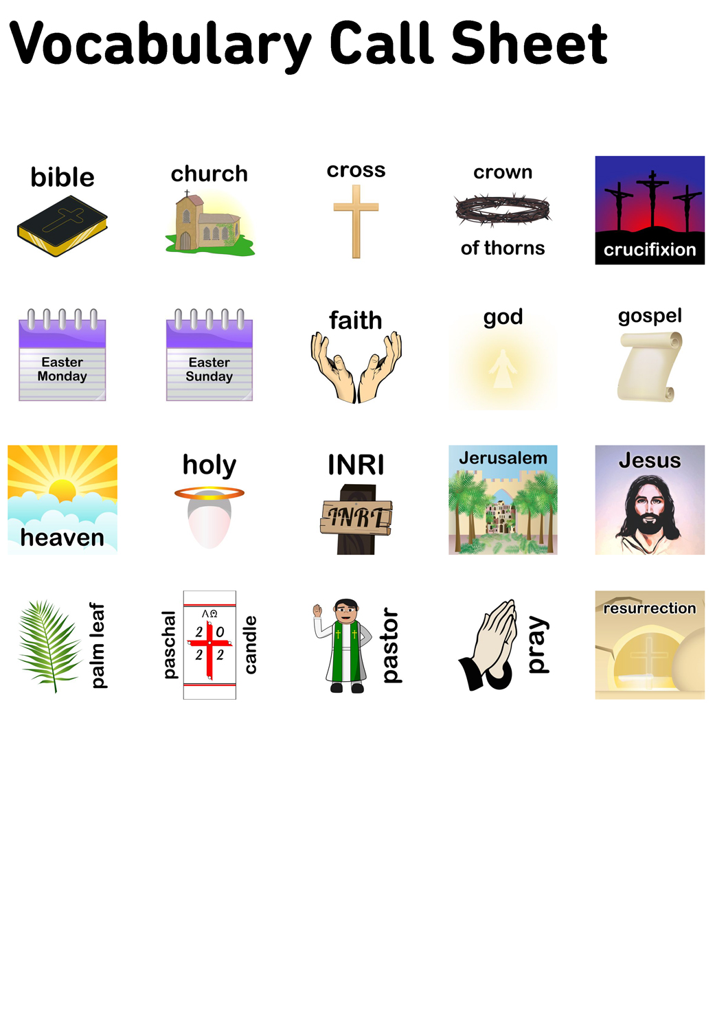 Easter Bingo Religious 3x3 (100 pages + call sheet) - Made By Teachers
