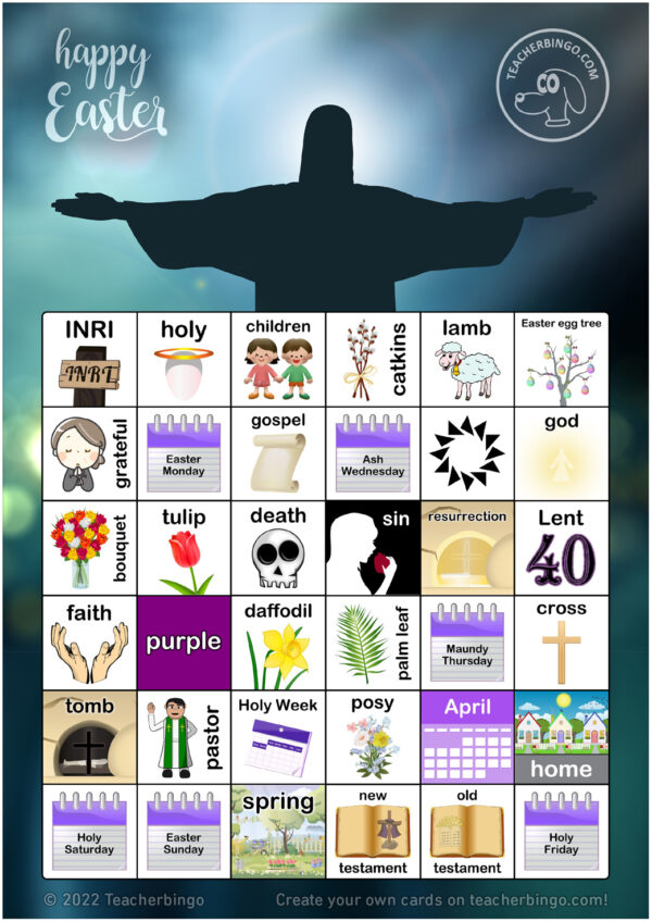 Easter Bingo Religious 6x6 (100 pages + call sheet) | Made By Teachers