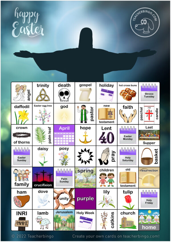 Easter Bingo Religious 7x7 (100 pages + call sheet) | Made By Teachers