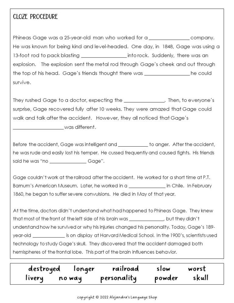 ELL Reading - The Strange Case of Phineas Gage | Made By Teachers