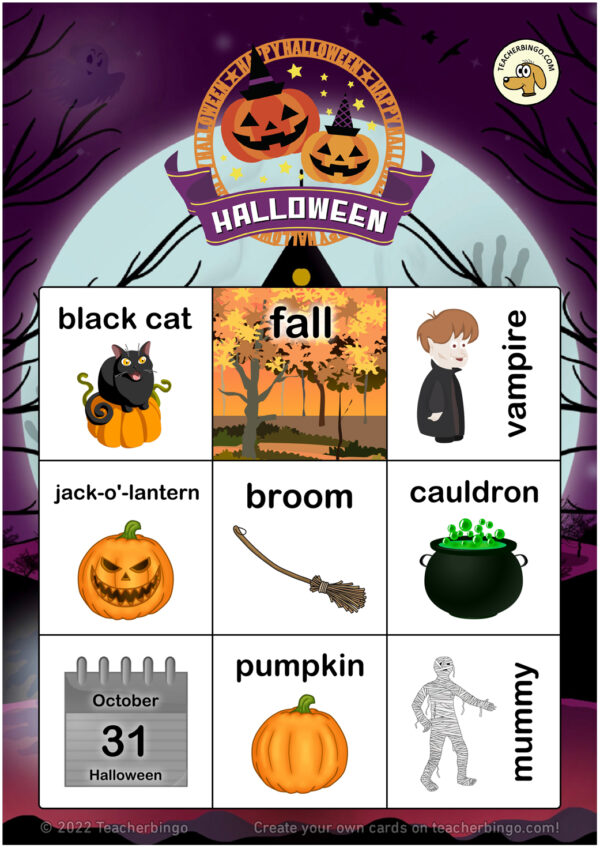 Halloween Bingo 3x3 (5 pages + call sheet) | Made By Teachers