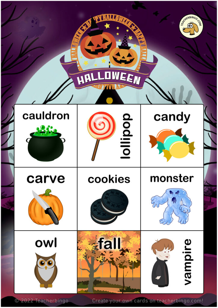 Halloween Bingo 3x3 (5 pages + call sheet) | Made By Teachers