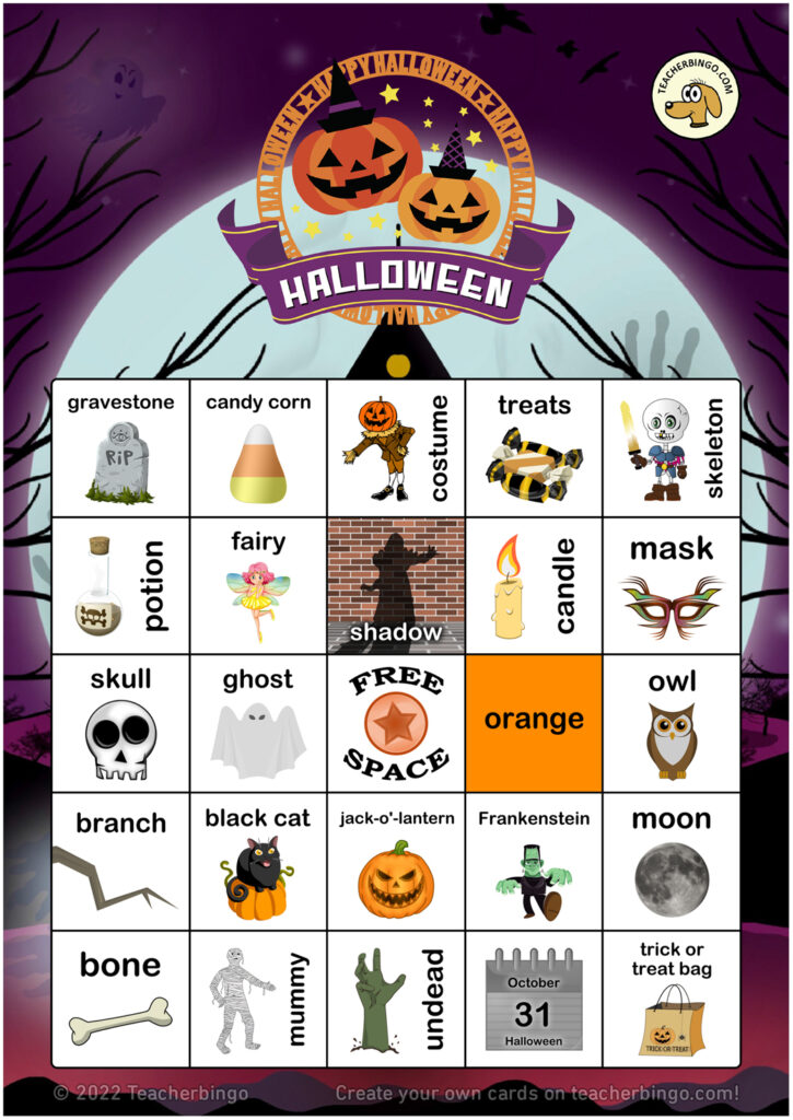 Halloween Bingo 5x5 (5 pages + call sheet) | Made By Teachers