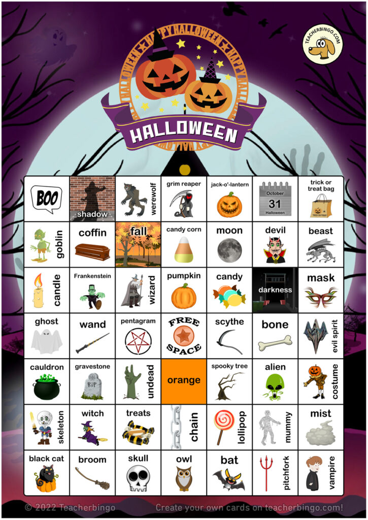 Halloween Bingo 7x7 (5 pages + call sheet) - Made By Teachers