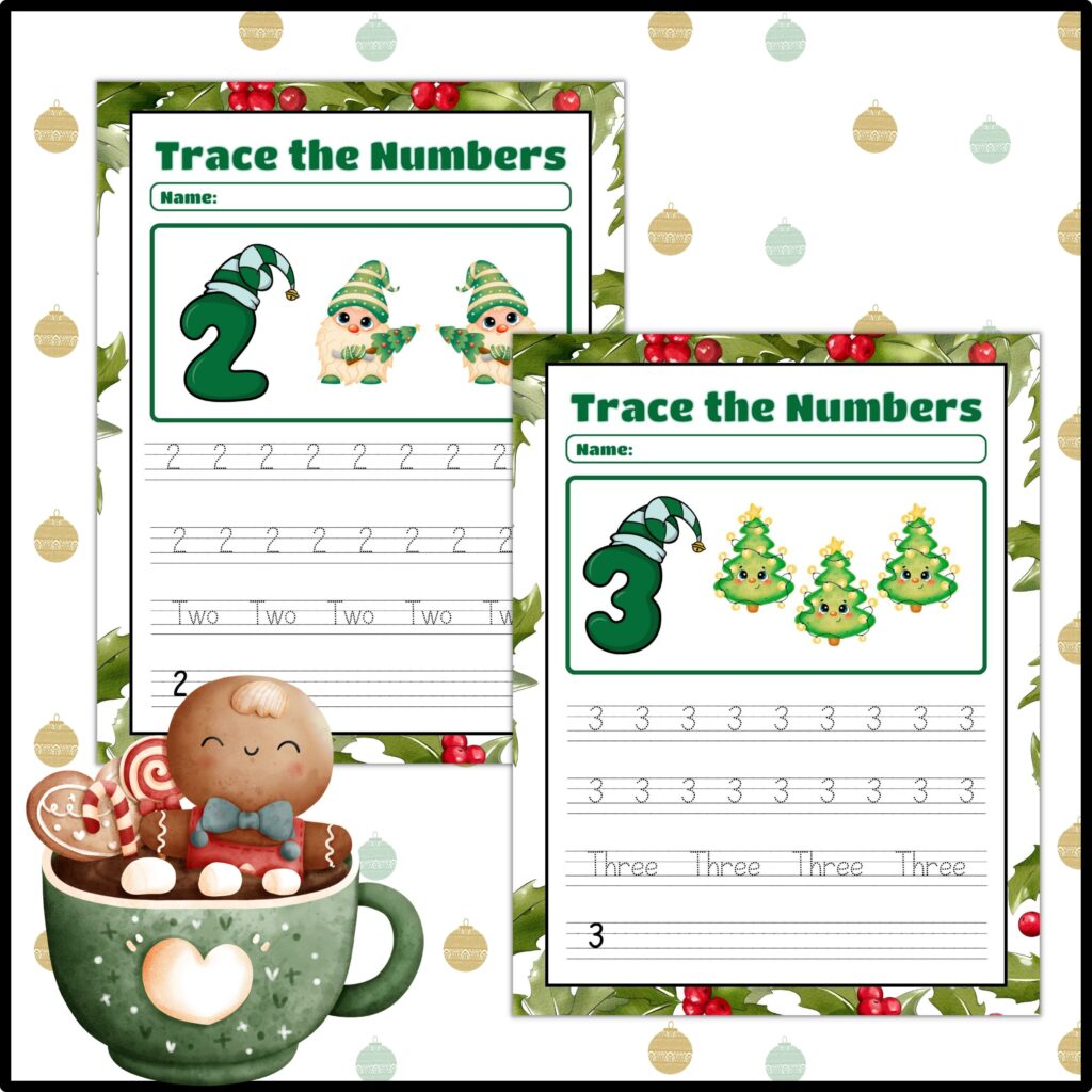 CHRISTMAS Handwriting Practice Numbers, Tracing Numbers 1-10 | Made By ...