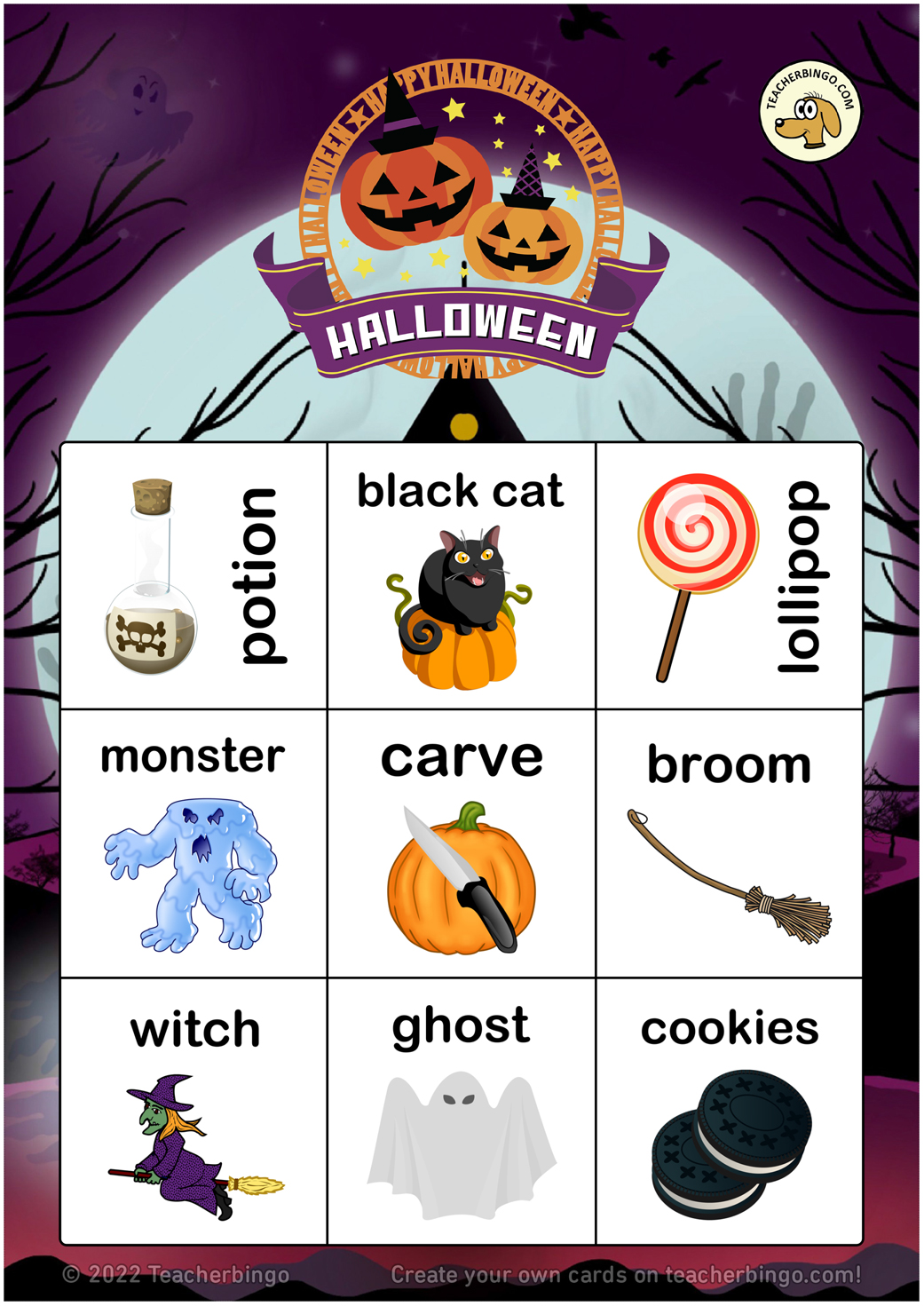 Halloween Bingo 3x3 (100 pages + call sheet) | Made By Teachers