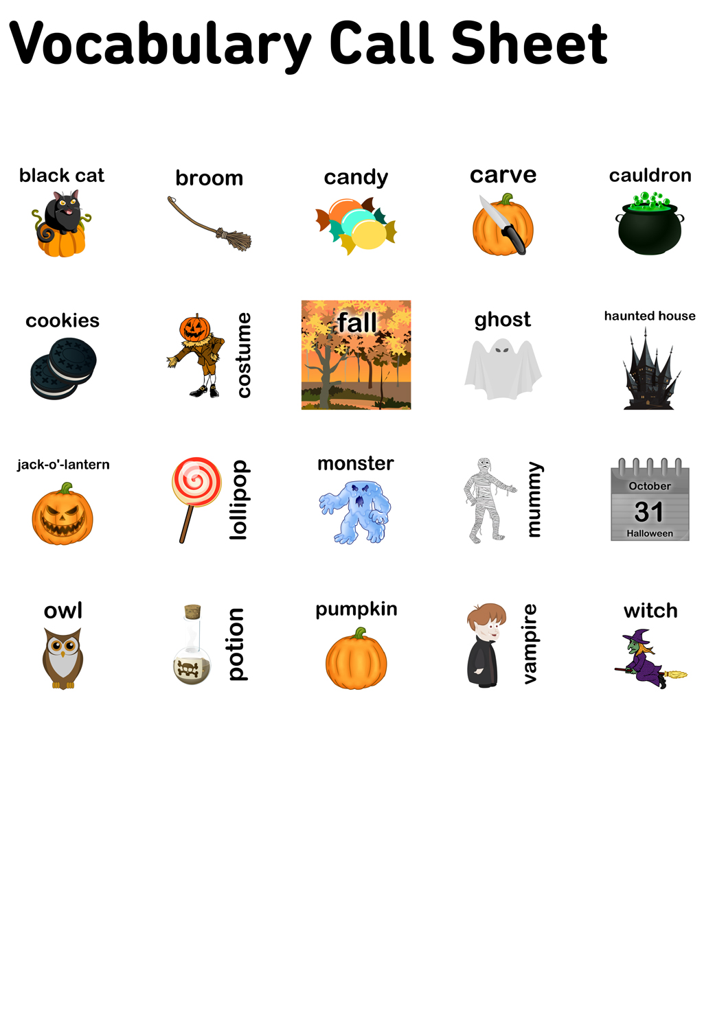 Halloween Bingo 3x3 (100 pages + call sheet) | Made By Teachers