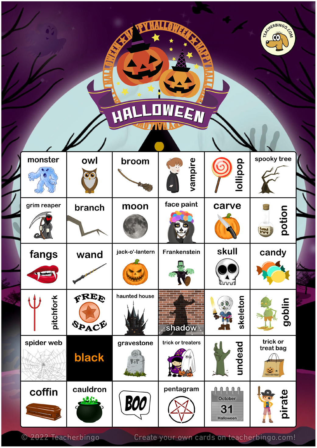 Halloween Bingo 6x6 (100 pages + call sheet) | Made By Teachers