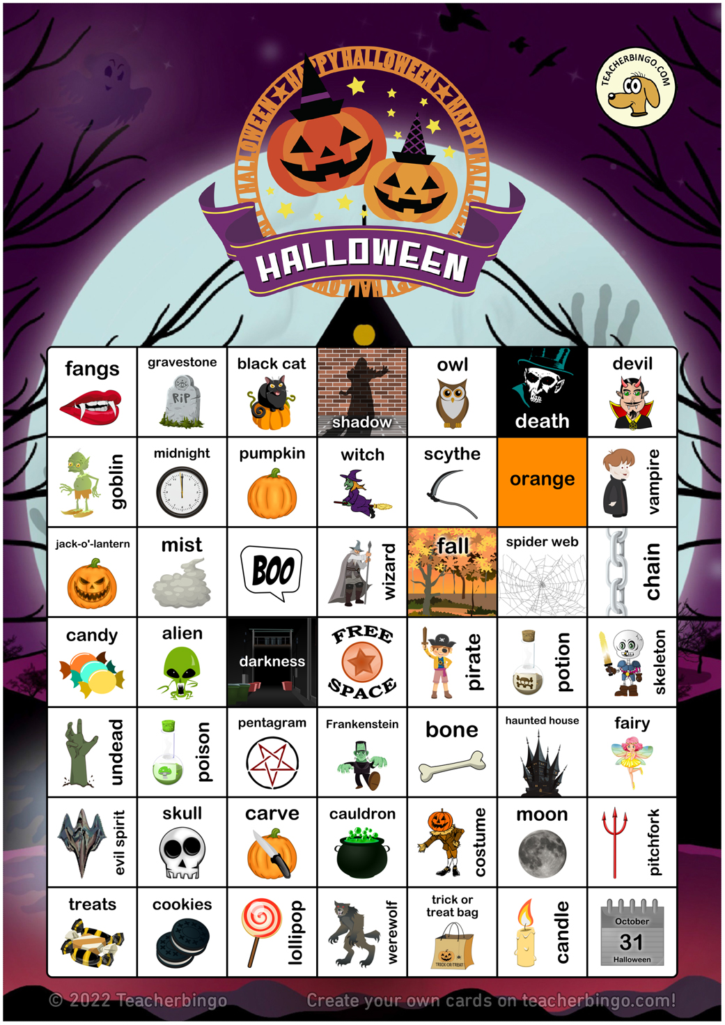 Halloween Bingo 7x7 (100 pages + call sheet) | Made By Teachers