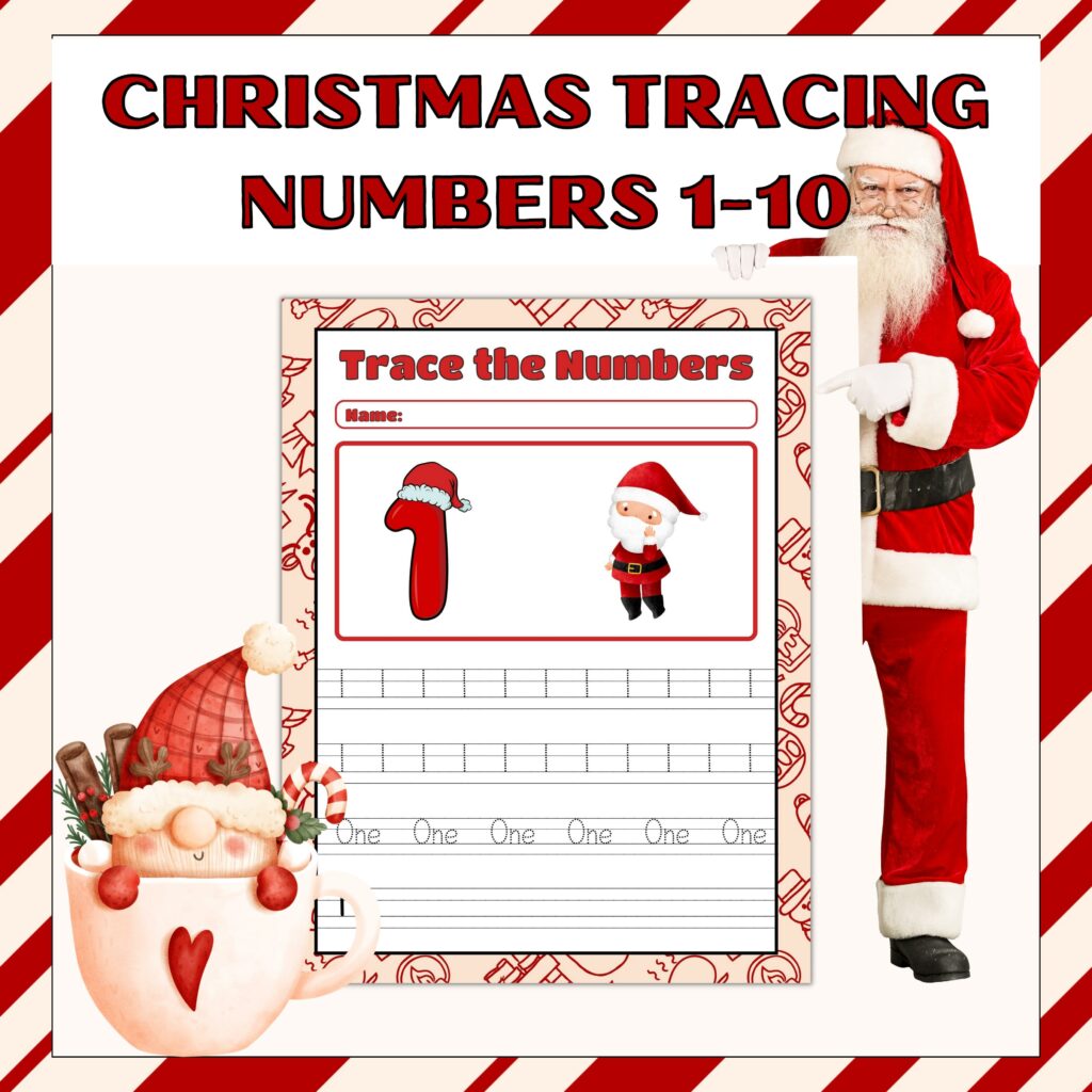 CHRISTMAS Handwriting Practice Numbers, Tracing Numbers 1-10 | Made By ...