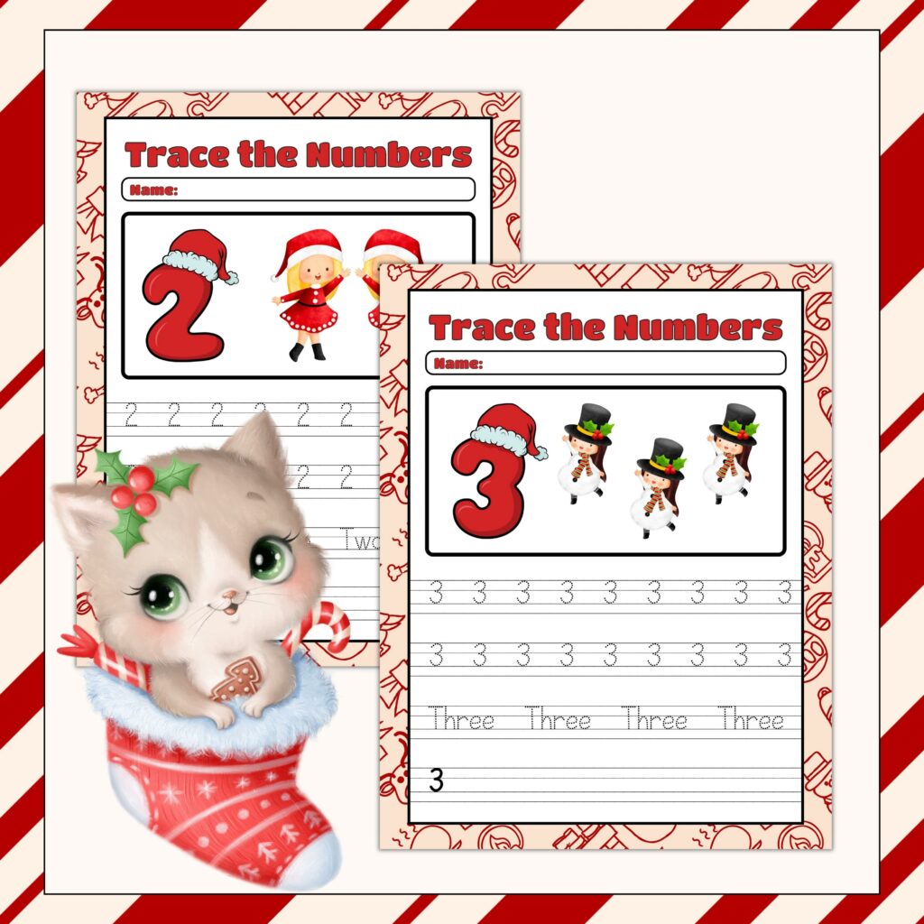 CHRISTMAS Handwriting Practice Numbers, Tracing Numbers 1-10 | Made By ...