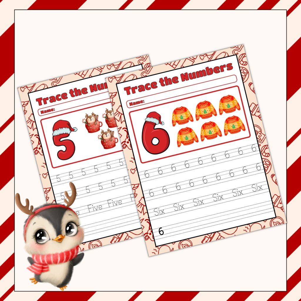 CHRISTMAS Handwriting Practice Numbers, Tracing Numbers 1-10 | Made By ...