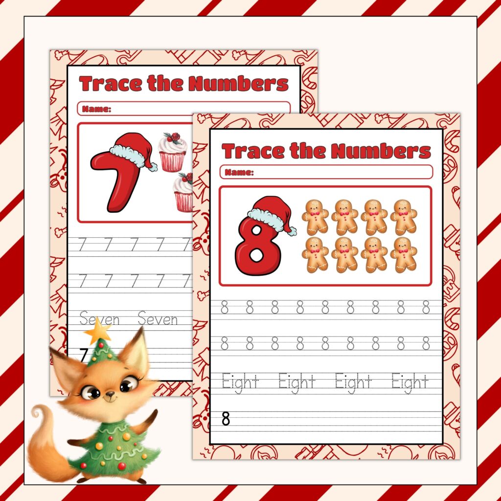 CHRISTMAS Handwriting Practice Numbers, Tracing Numbers 1-10 | Made By ...